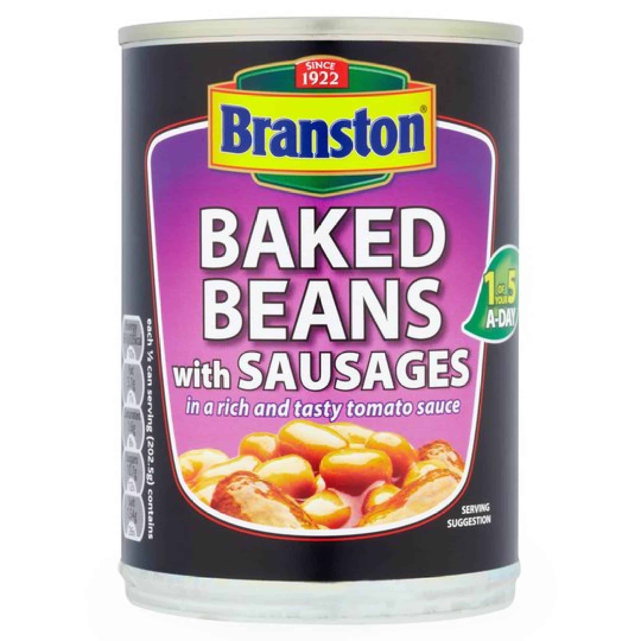 Branston Baked Beans In a Rich Tomato Sauce & Sausages 405g - The ...