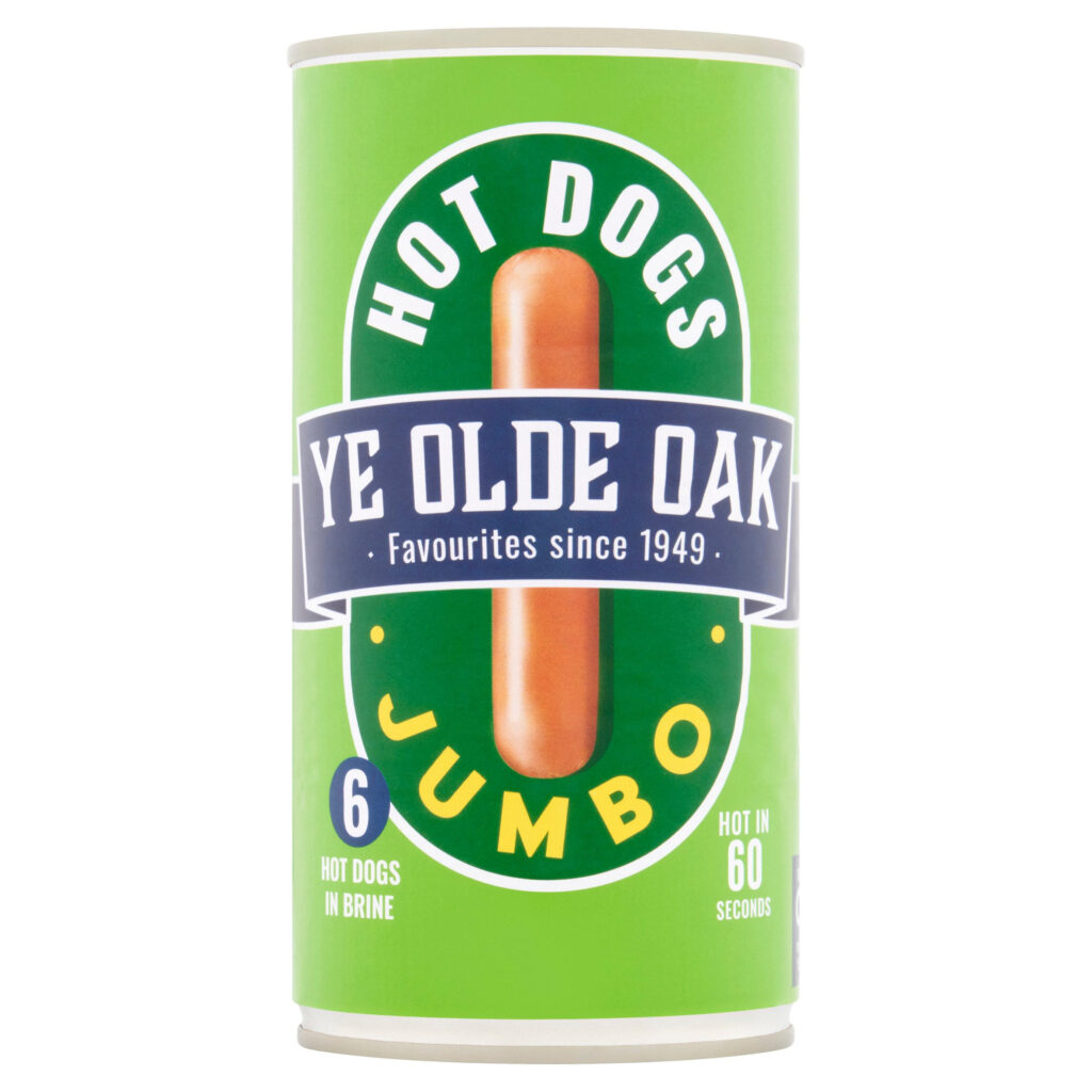 Ye Olde Oak Jumbo Hot Dogs In Brine 93.3g x 6 - The Pantry Expat Food & Beverage
