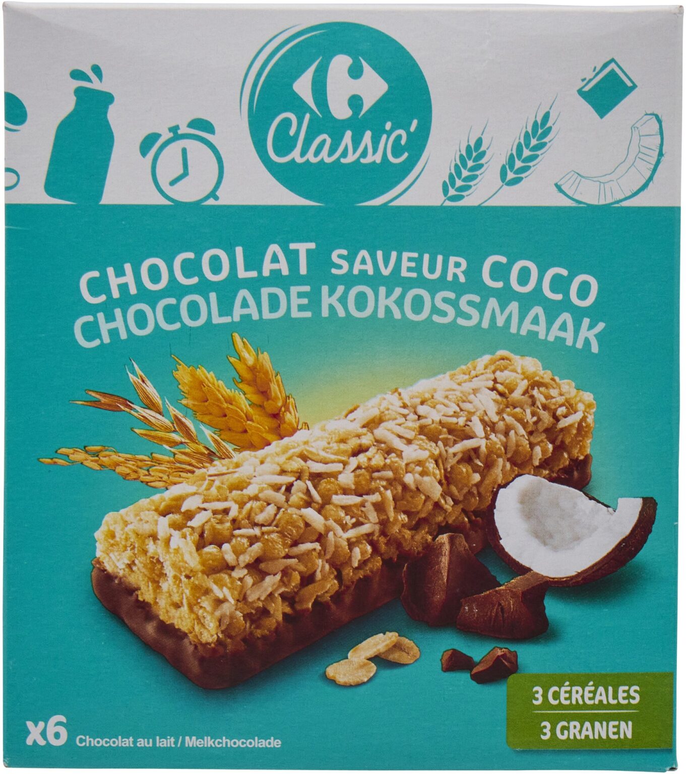 Carrefour Classic Chocolate & Coconut Cereal Bars 20.8g x 6 - The ...